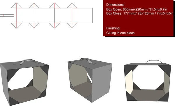 Hexagonal Recessed Top Cover Packaging Design Template Gluing Die Cut ...