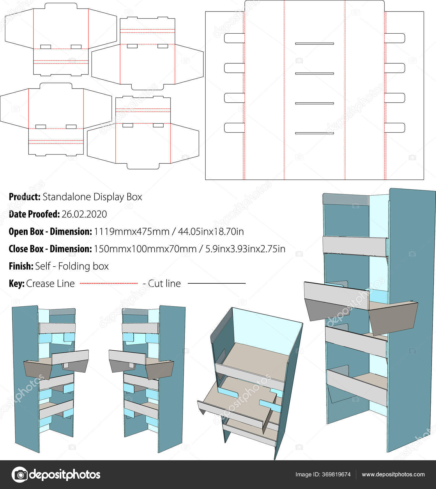 Standalone Display Box Packaging Structural Design Die Cut Vector Stock ...