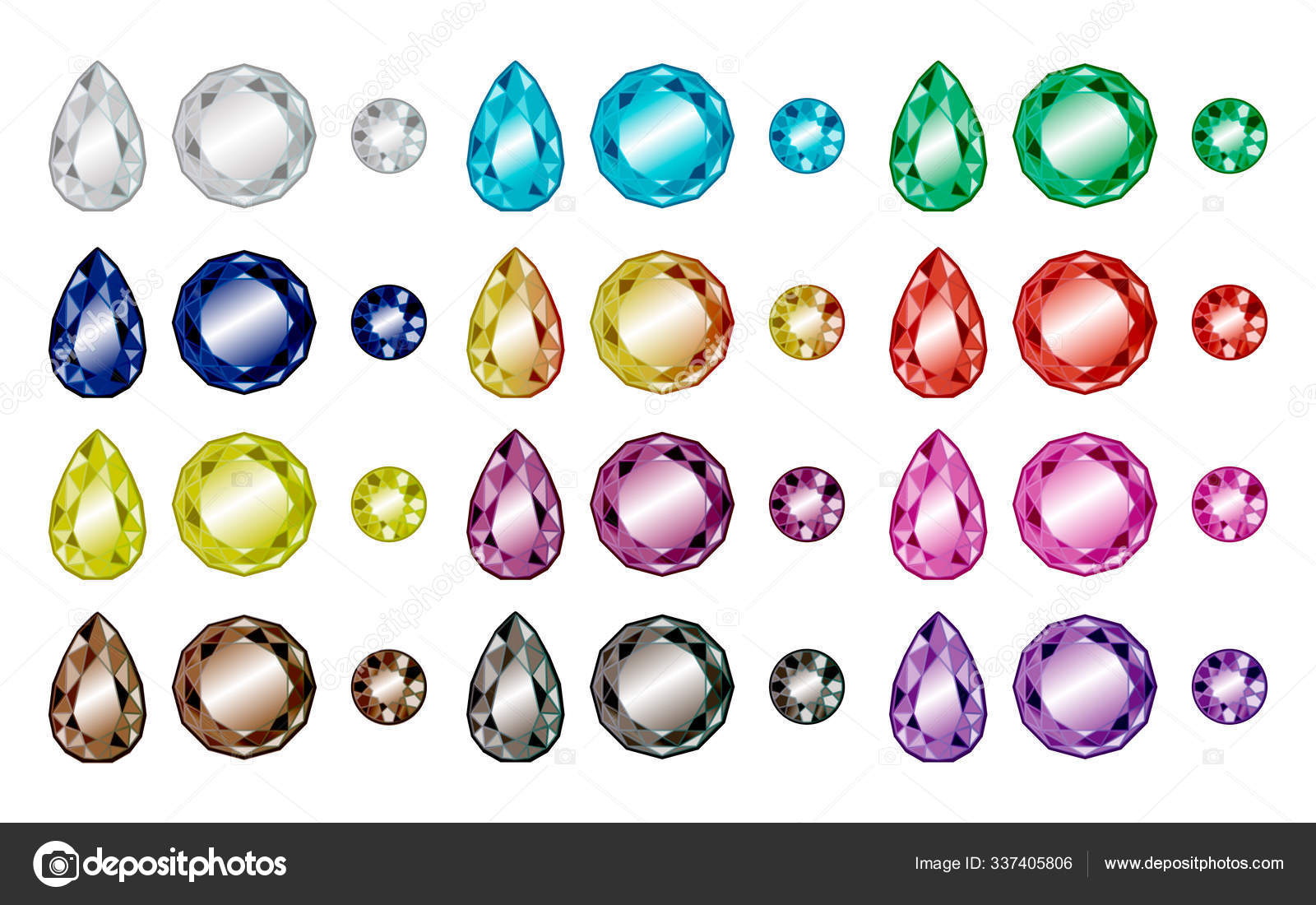 Precious gems of different faceting realistic illustrations set Stock ...