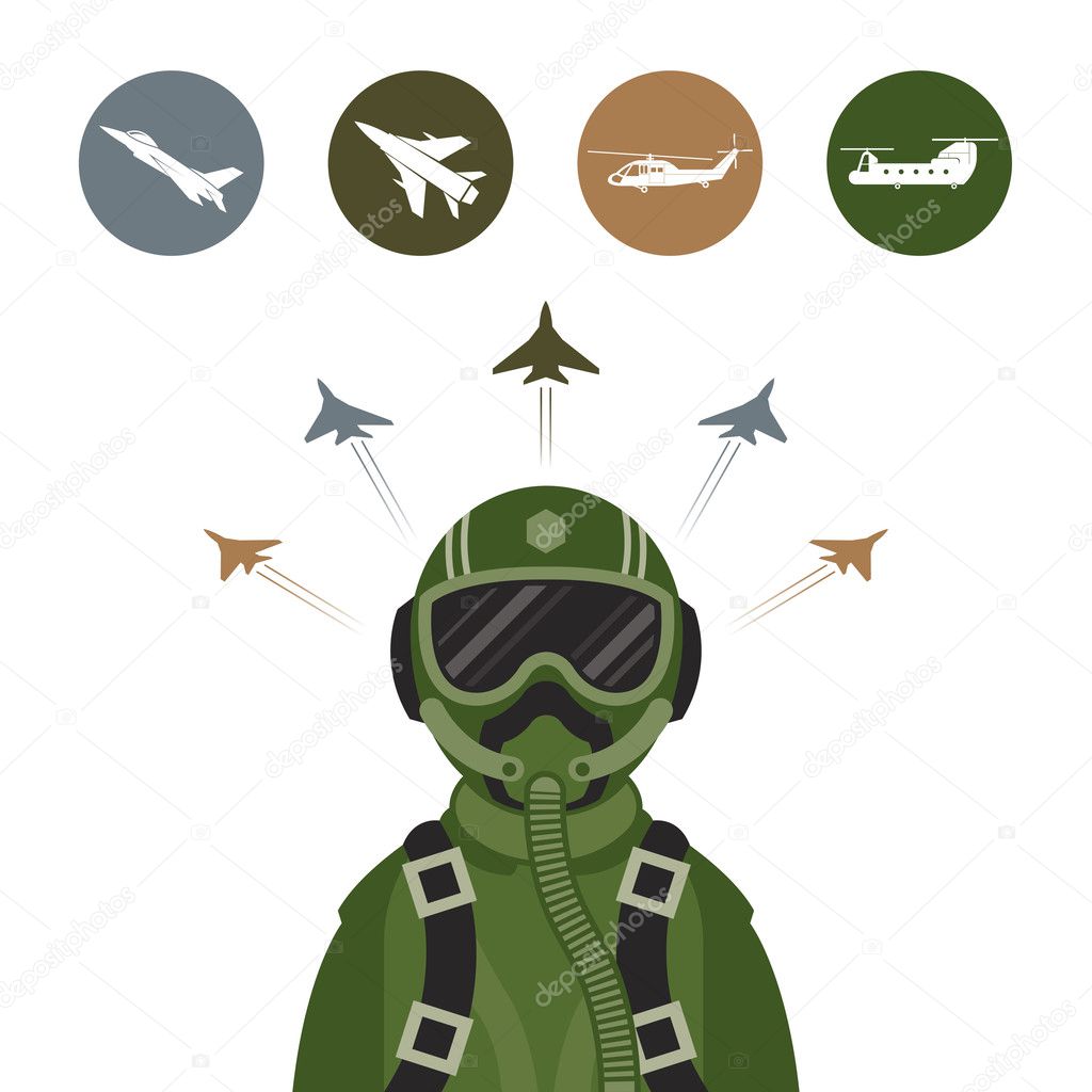 Military Fighter Jet Pilot Stock Vector Image by ©muchmania #124846902
