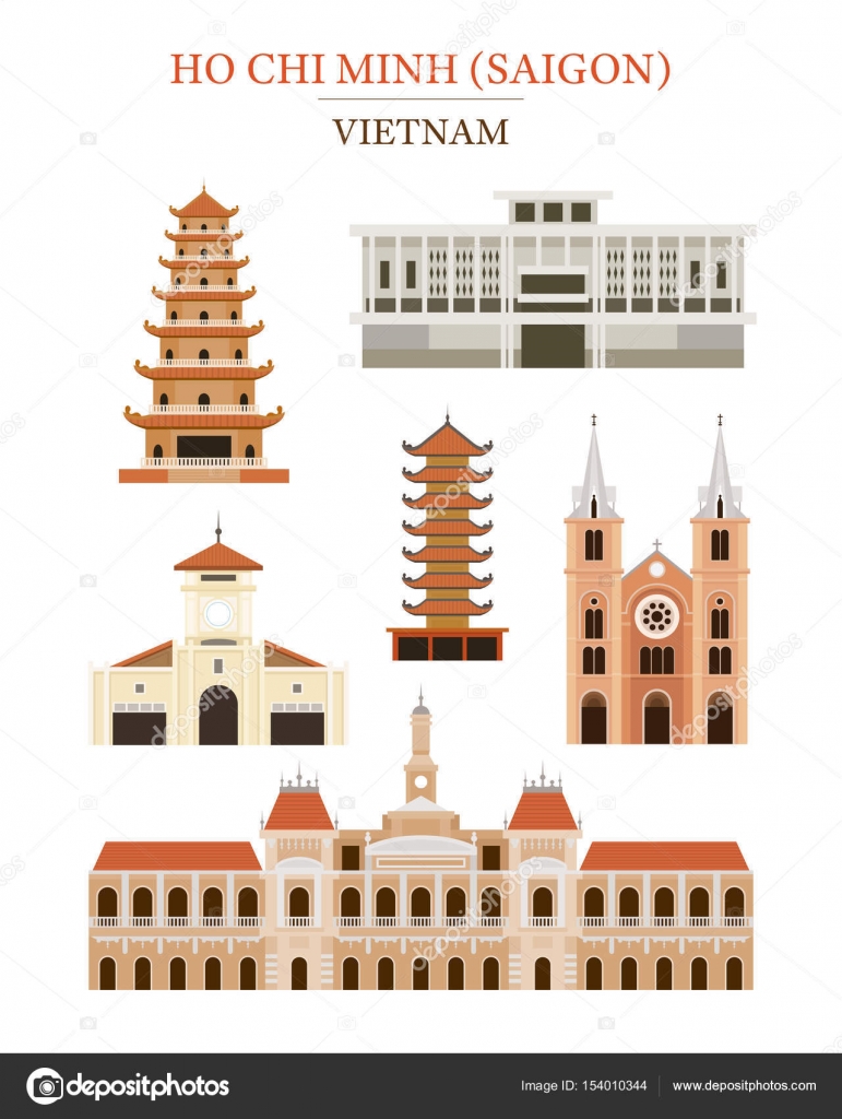 Saigón Vietnam Monumentos Arquitectura Edificio Conjunto de objetos ...