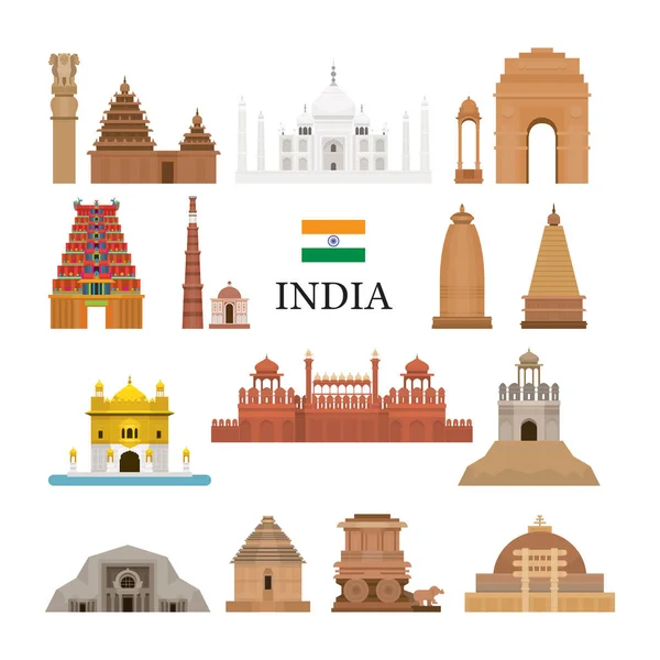 India Map and Architecture landmarks Icons Stock Vector by ©muchmania ...
