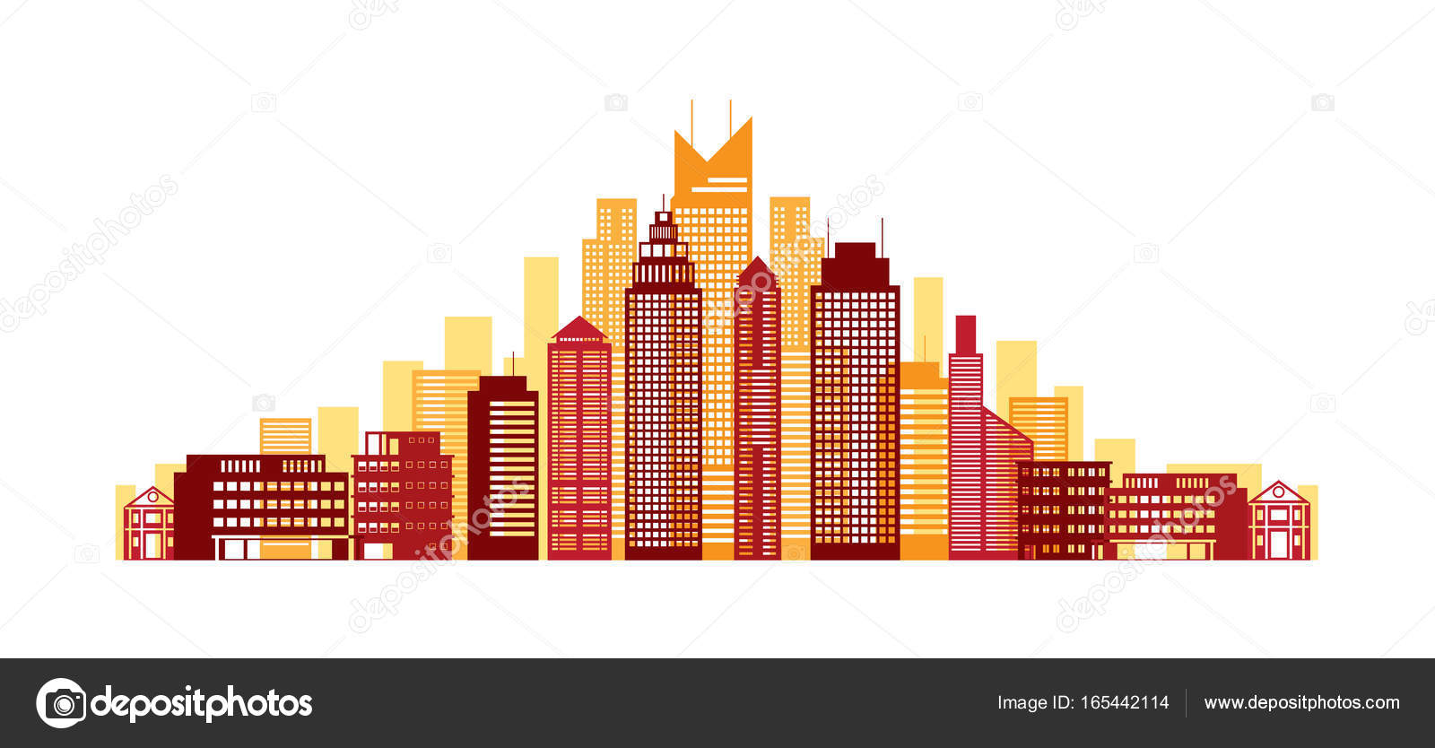 Edificios y Rascacielos Fondo Rojo Vector de stock por ©muchmania 165442114