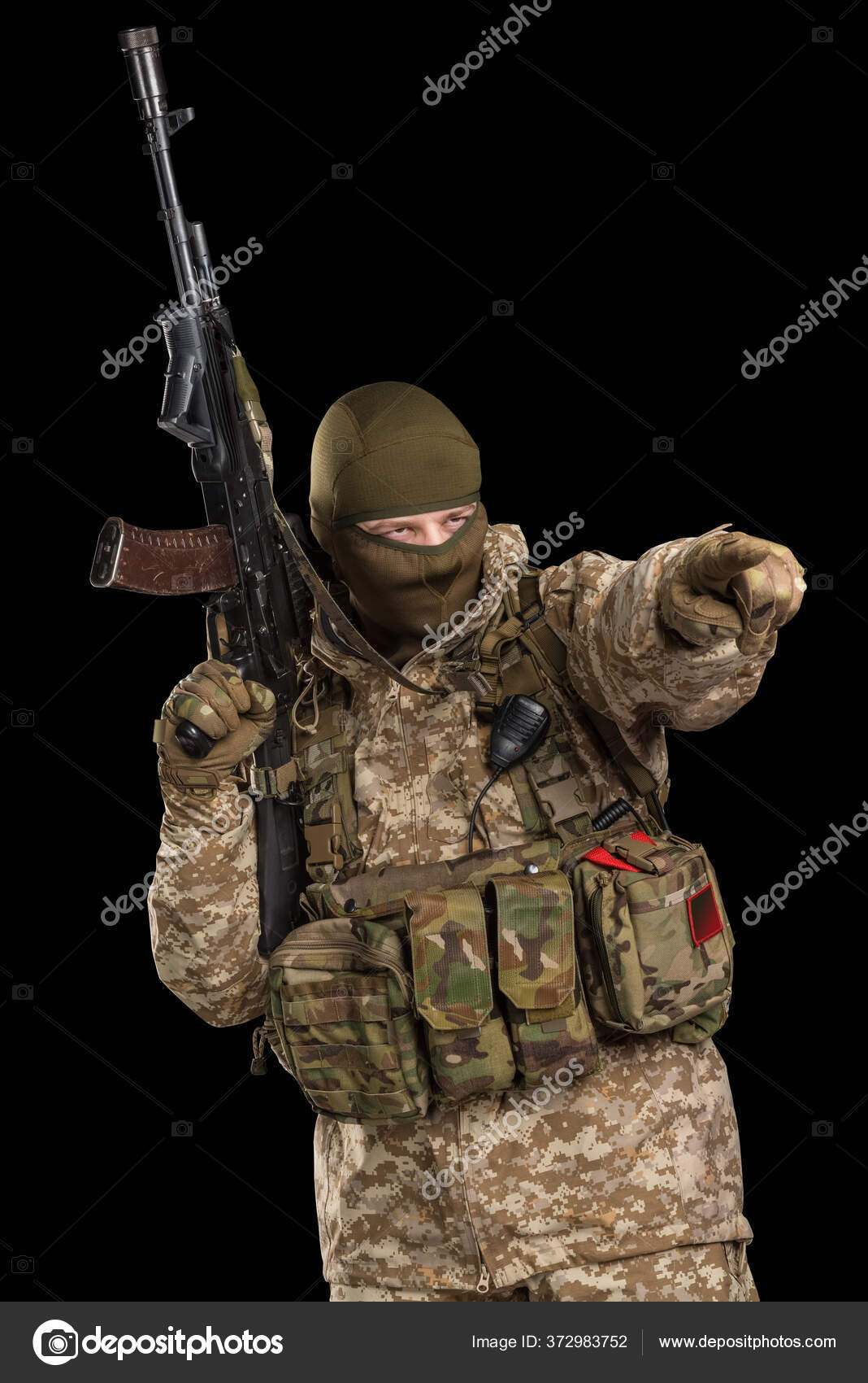 One Soldier Holding Assault Rifle Uniform Conforms Sub Unit Russia's ...