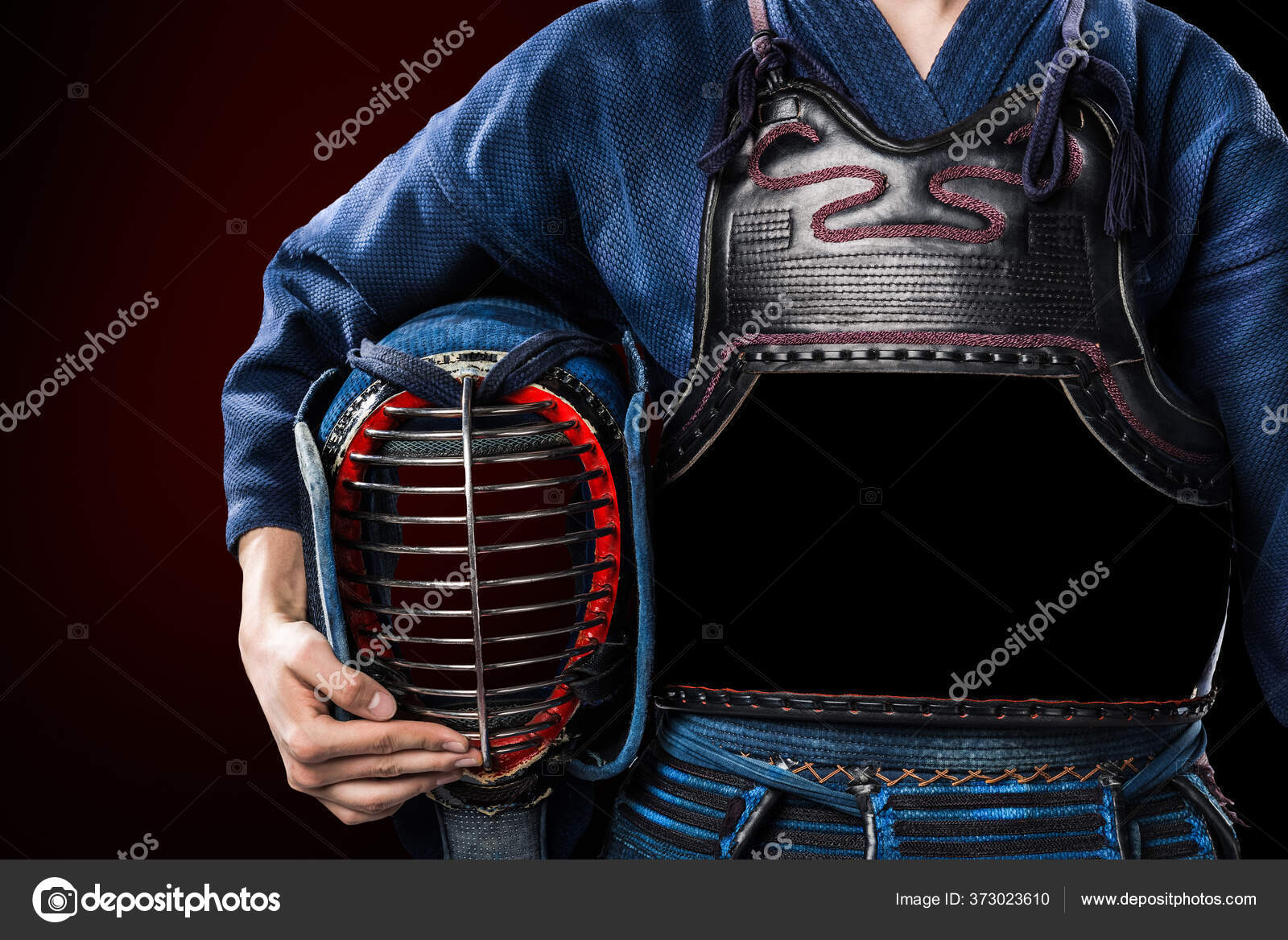 Male Tradition Kendo Armor Helmet Hand Shot Studio Isolated White ...