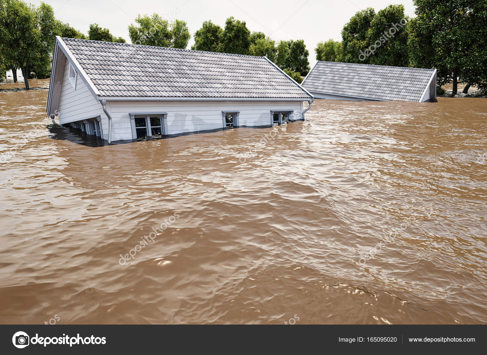 3d rendering. flooding houses Stock Photo by ©2mmedia 165095020