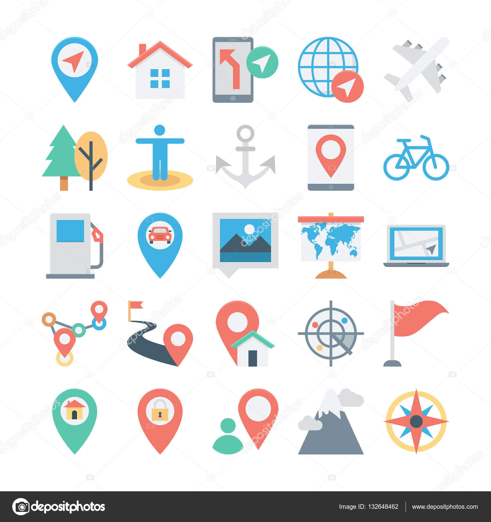 Map and Navigation Colored Vector Icons 3 Stock Vector Image by ...