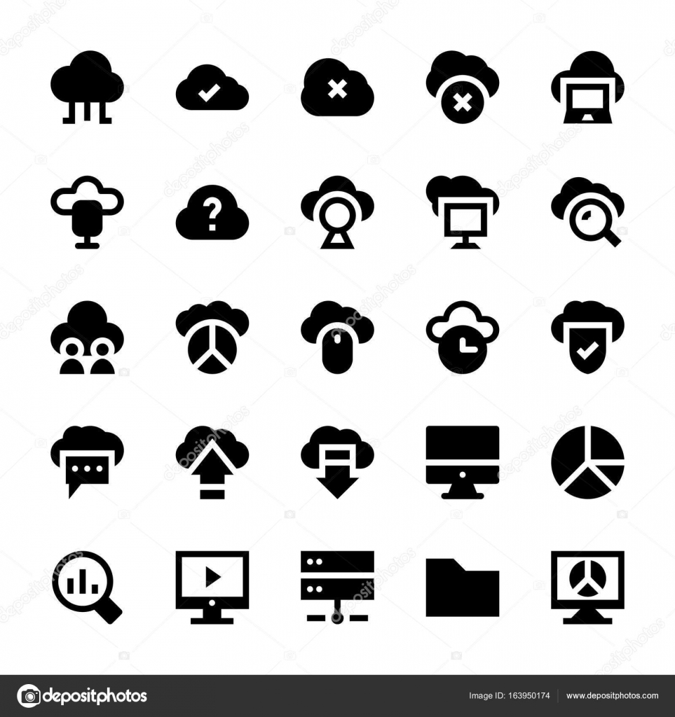 Cloud Computing Solid Icons 1 Stock Vector by ©creativestall 163950174