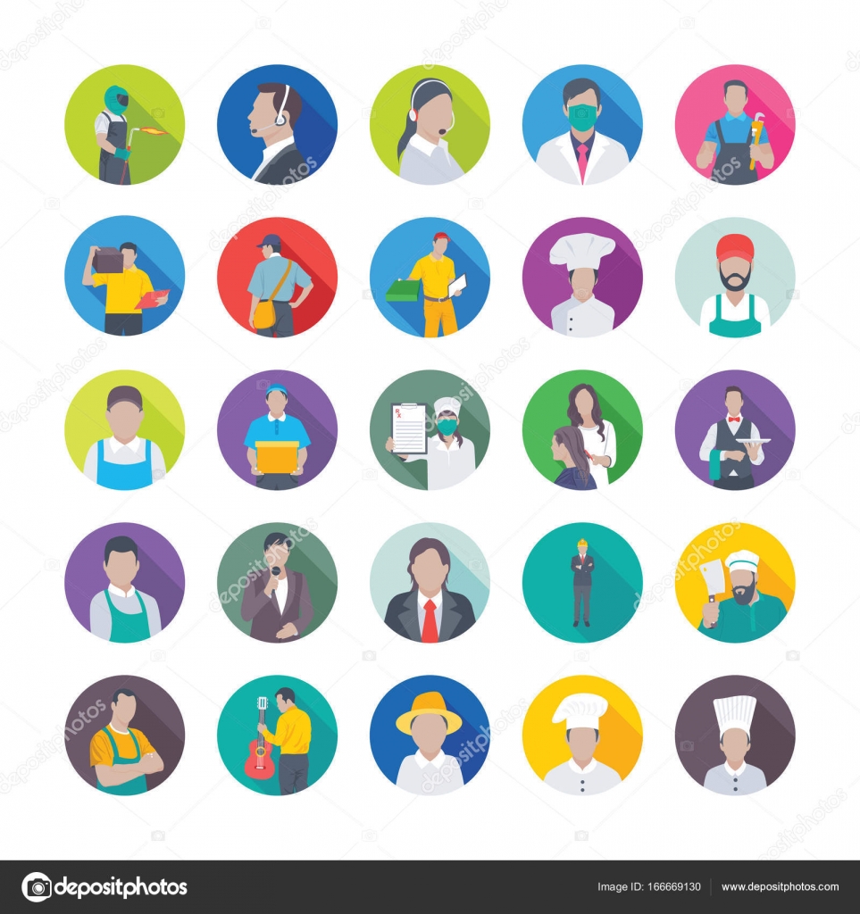 Professions Flat Vector Icons Set 6 Stock Vector Image by ...
