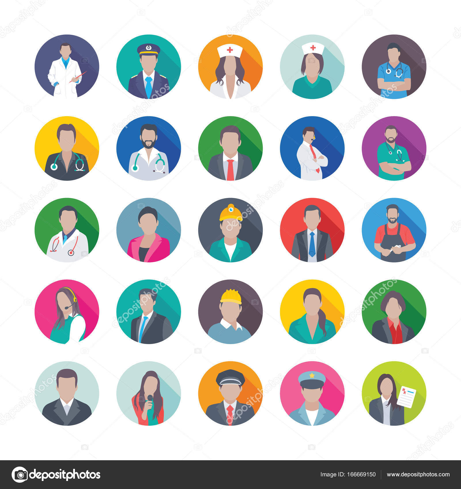 Professions Flat Vector Icons Set 4 Stock Vector Image by ...