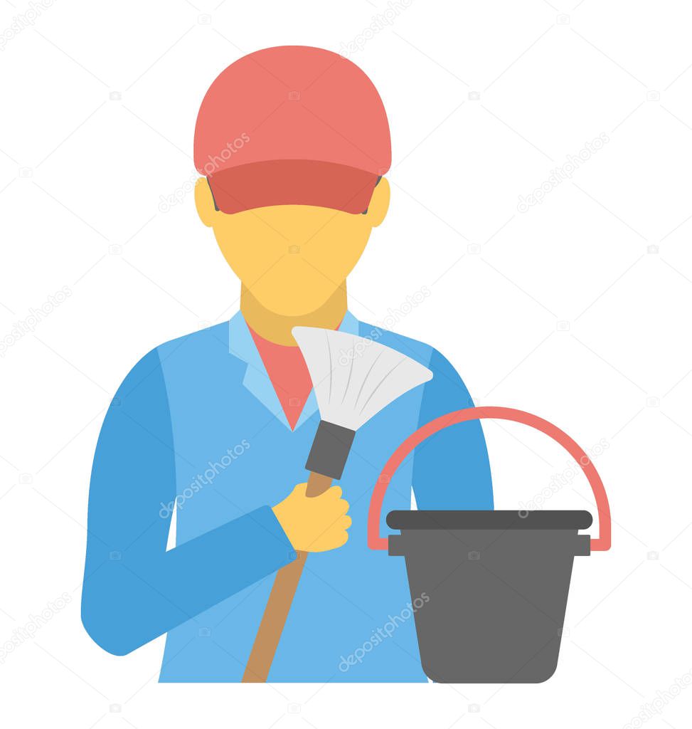 Janitor Vector Icon — Stock Vector © creativestall #172605422
