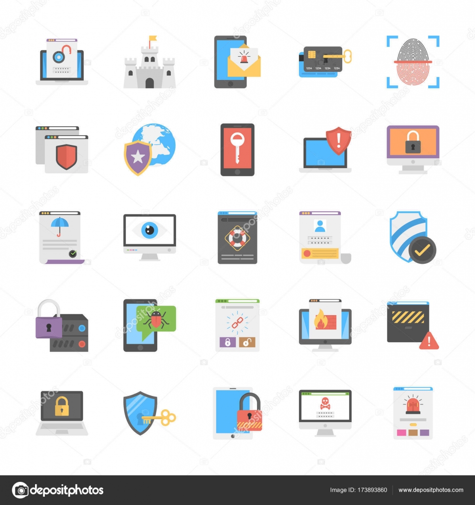 Set Of Cyber Security Icons Flat Design — Stock Vector © creativestall ...