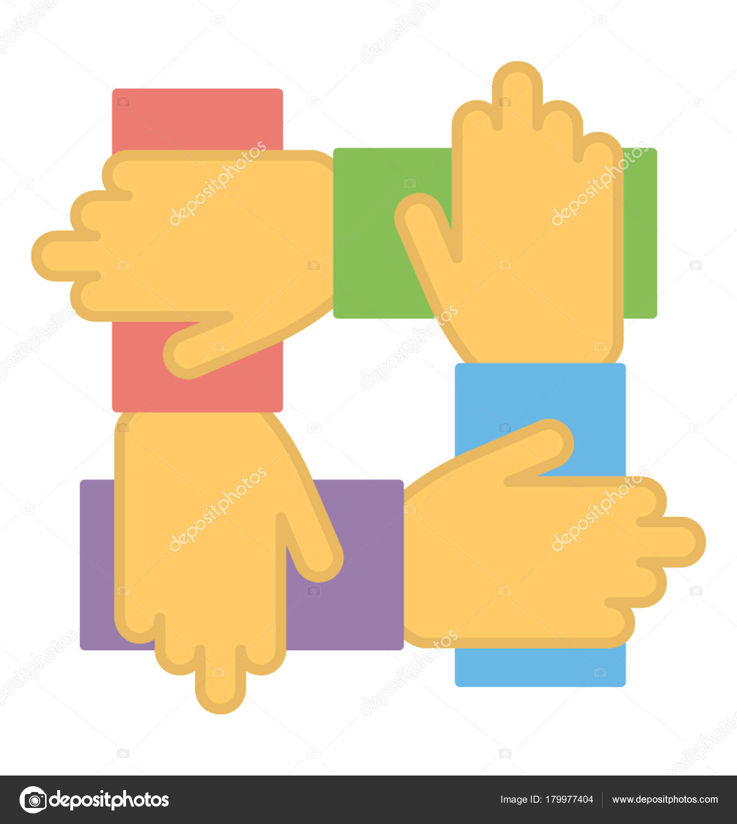 Hands Interlocking Each Other Symbolic Teamwork Hands Connection Flat ...