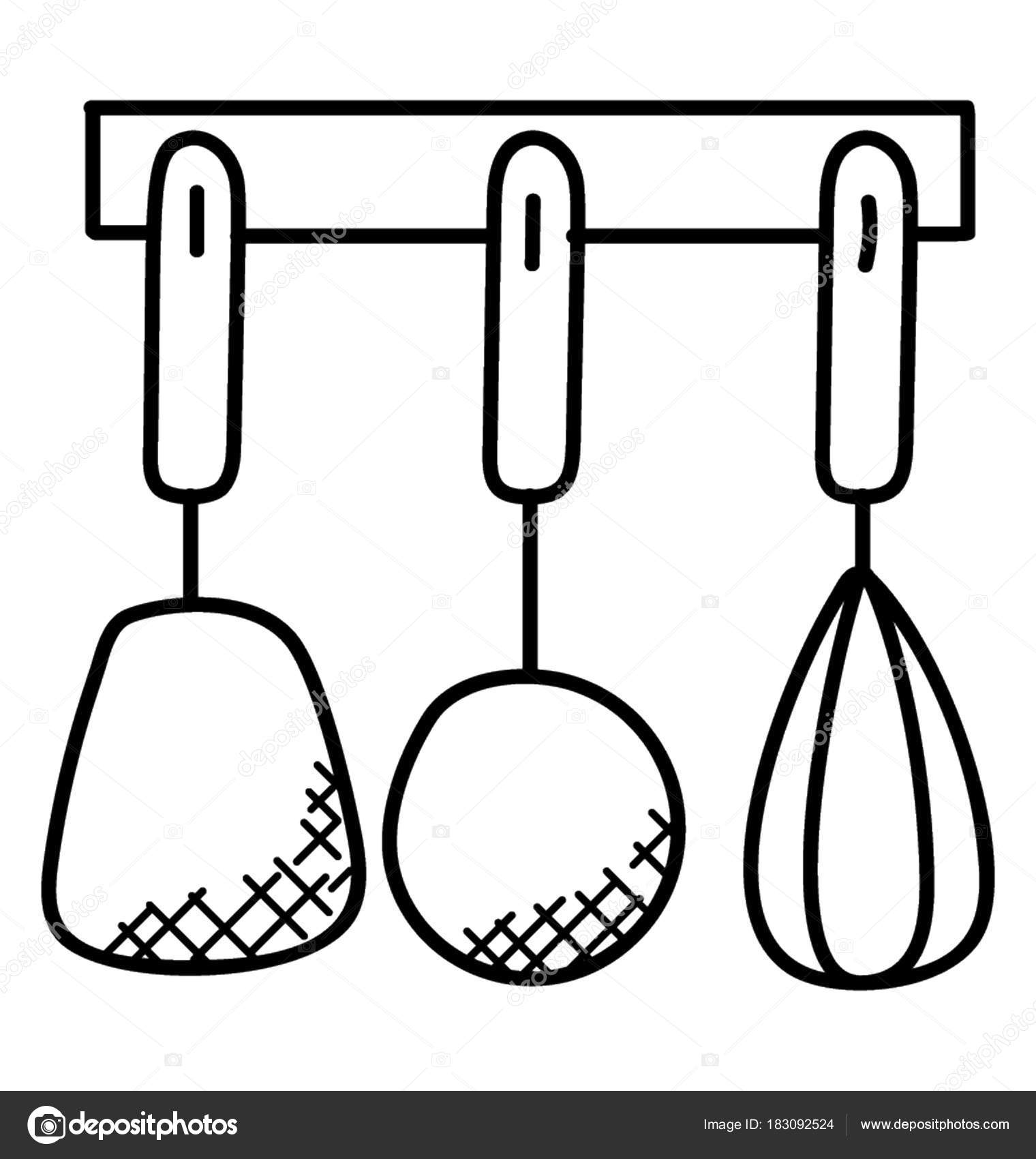 Whisk Skimmer Spatula Stand Doodle Icon Stock Vector by ©creativestall ...