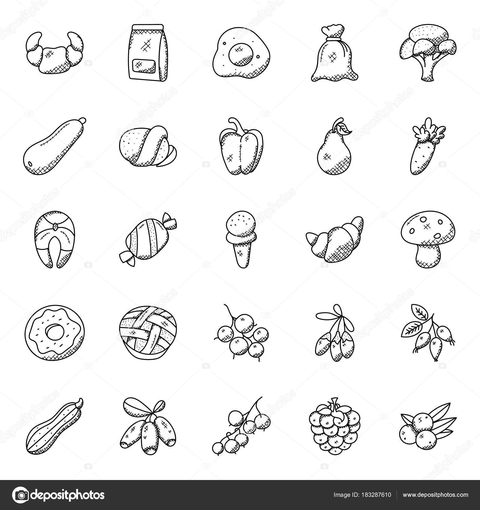 Doodles Set Food Elements Stock Vector by ©creativestall 183287610