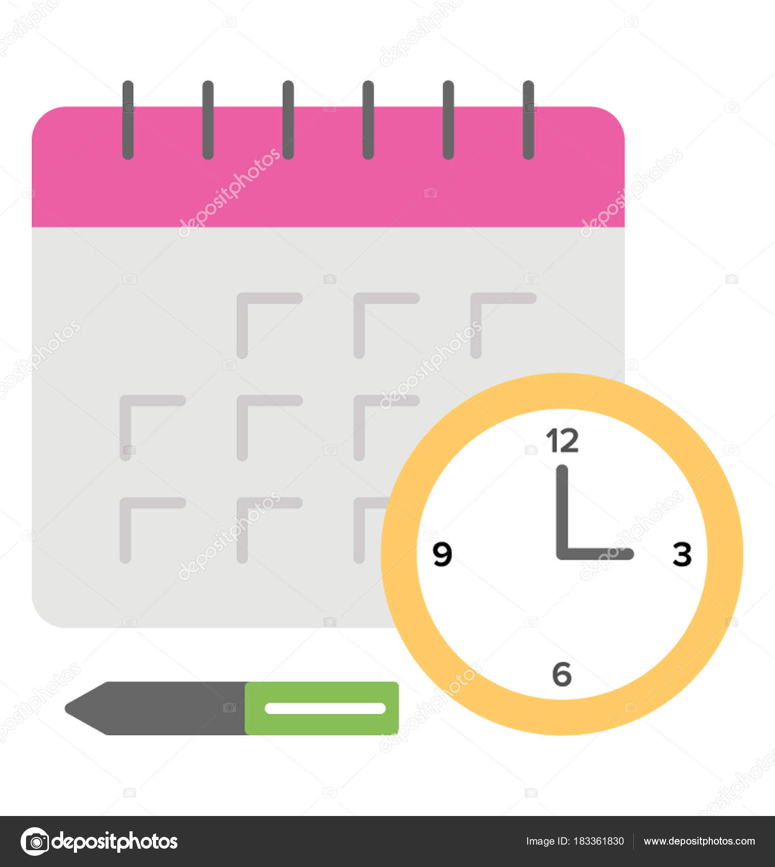 Calendar Clock Flat Design Planning Concept Stock Vector by ...