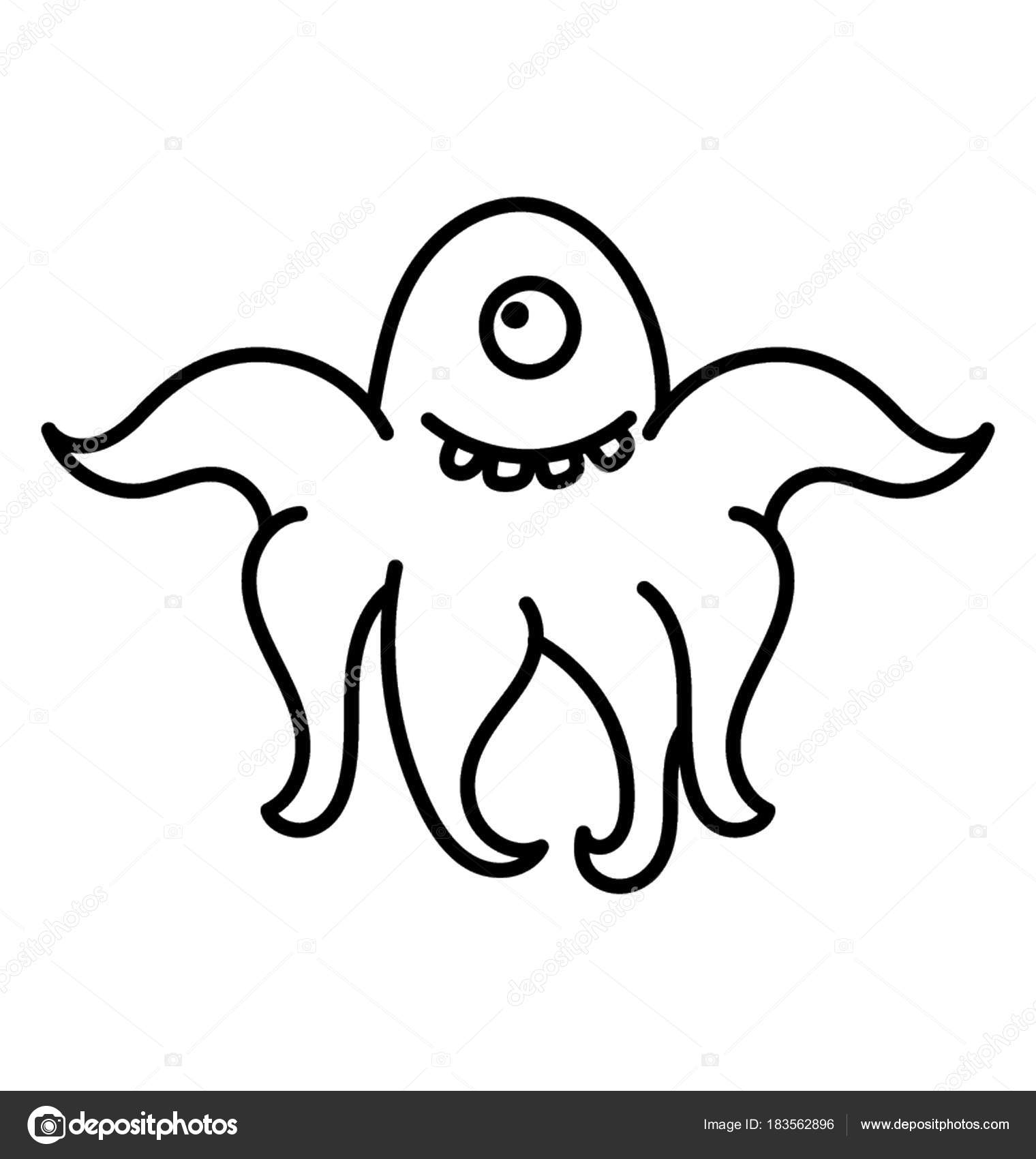 Octopus Alien Cartoon Alien Character Doodle Icon Stock Vector Image by ...