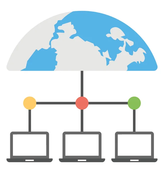 Globe Connected Four Laptops Web Network Client Flat Icon Stock Vector ...