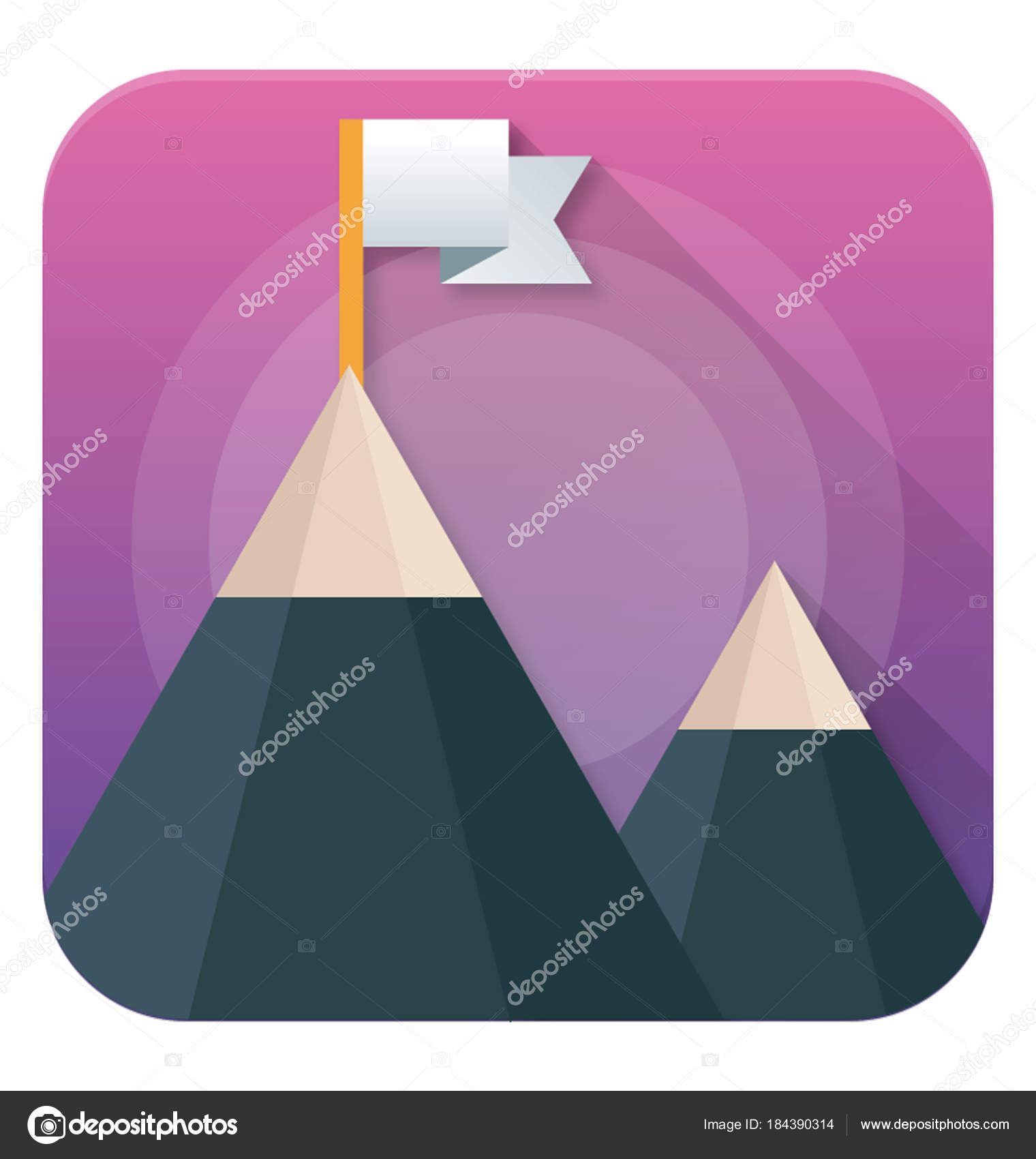 Mountain Peak Flag Showing Milestone Achieved Flat Icon Stock Vector ...