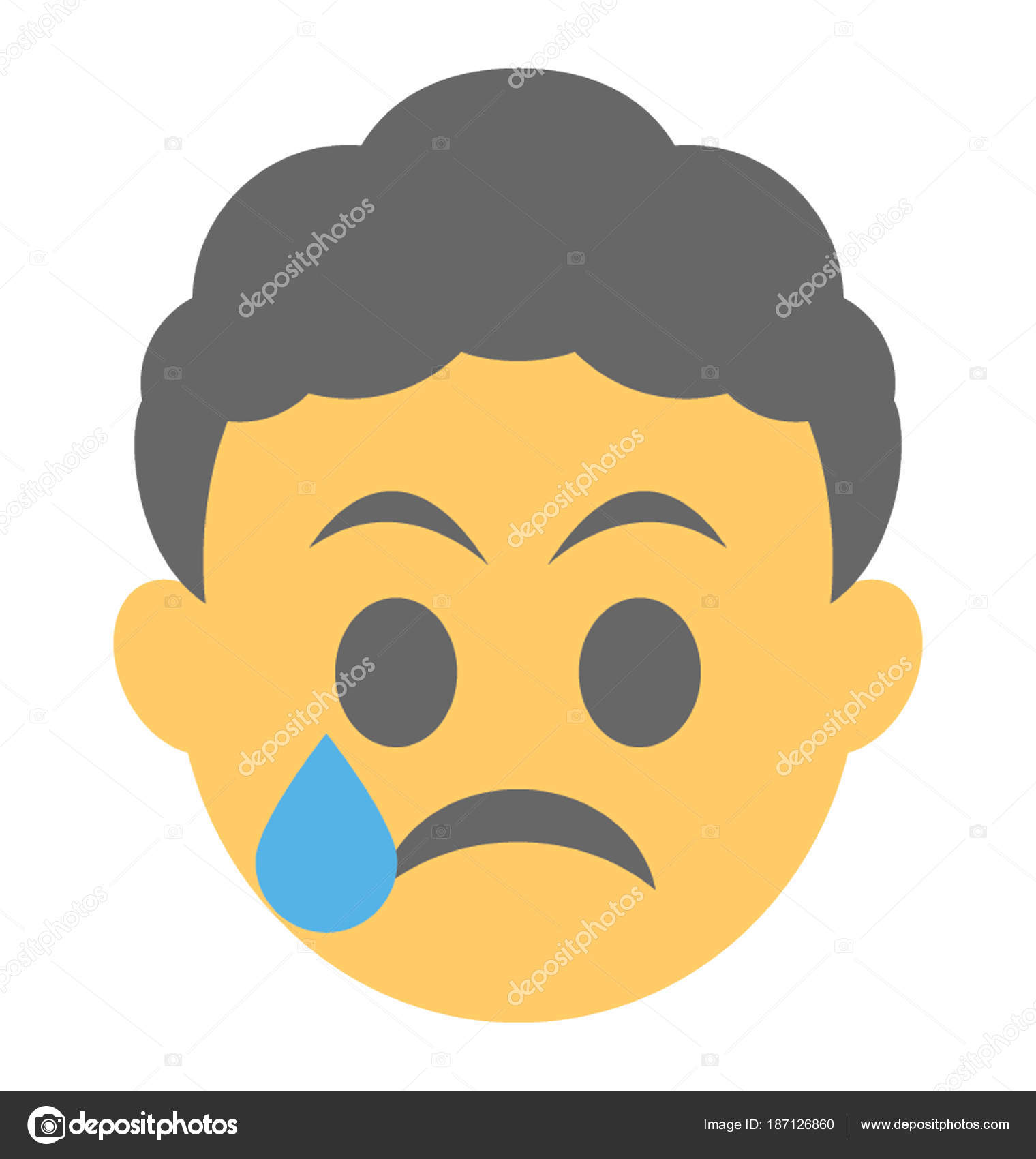 Sebuah Emoticon Yang Menggambarkan Ekspresi Sedih Dan Menangis Vektor ...