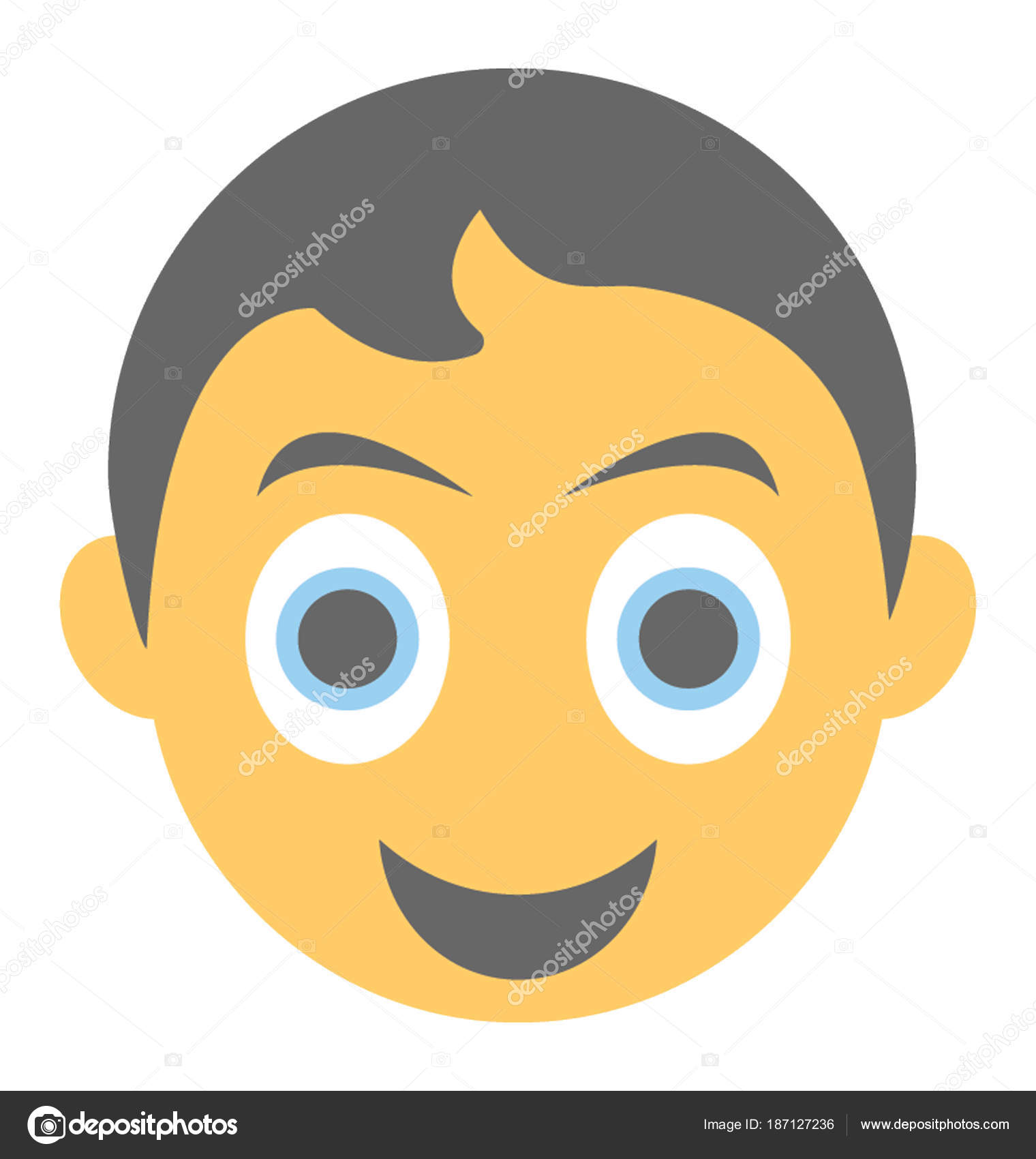 Image vectorielle Garçon Avec Des Expressions Heureuses Grâce L'icône ...