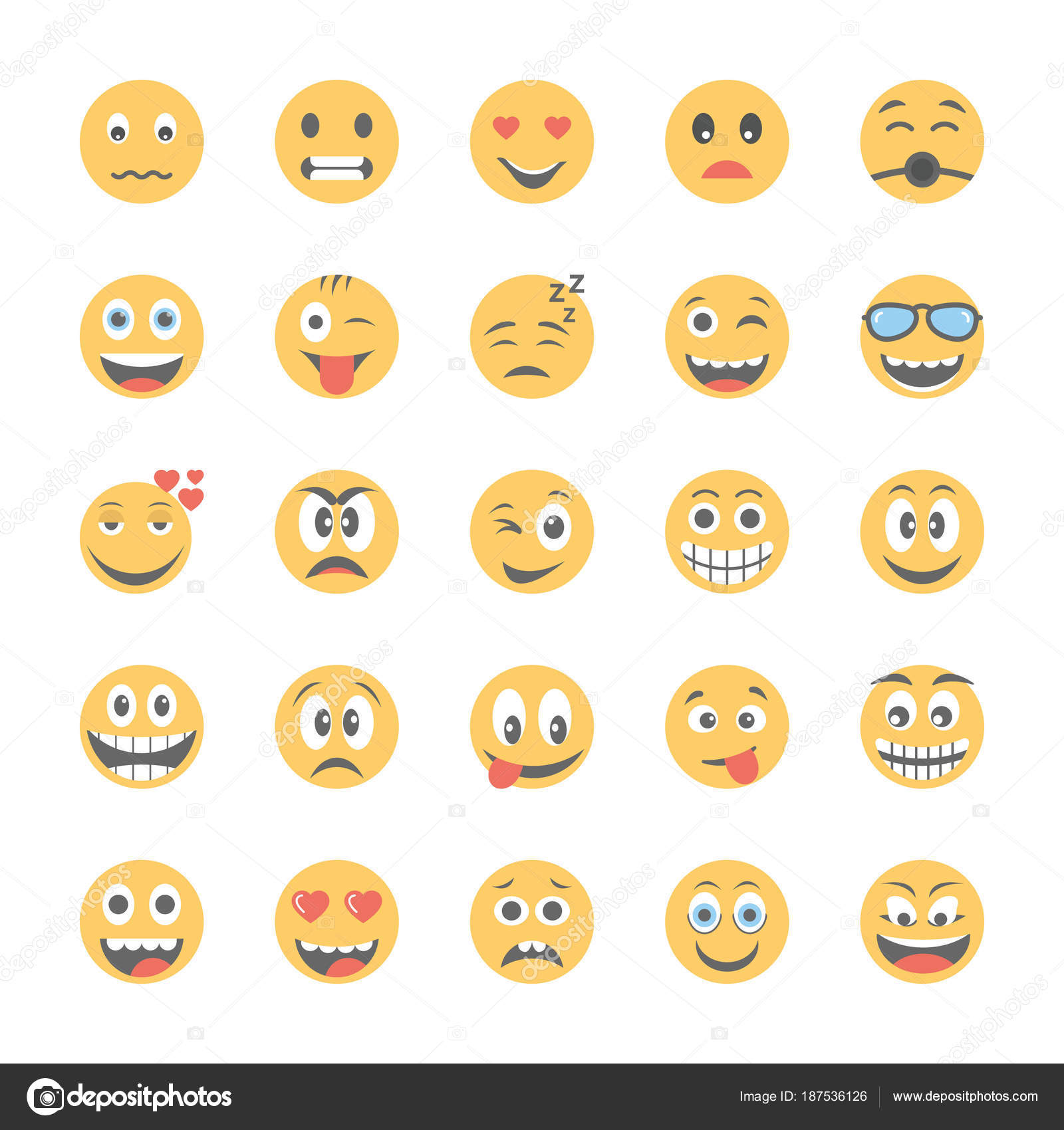 Smiley Flat Icons Set Stock Vector by ©creativestall 187536126