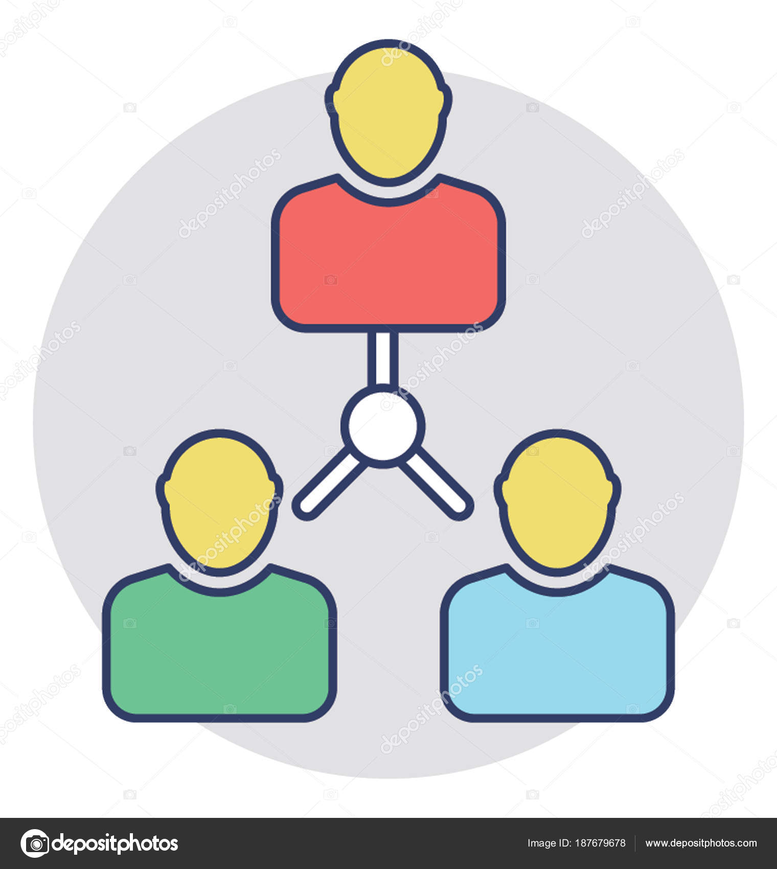 Three People Connected Network Icon Represent Concept Teamwork Stock ...
