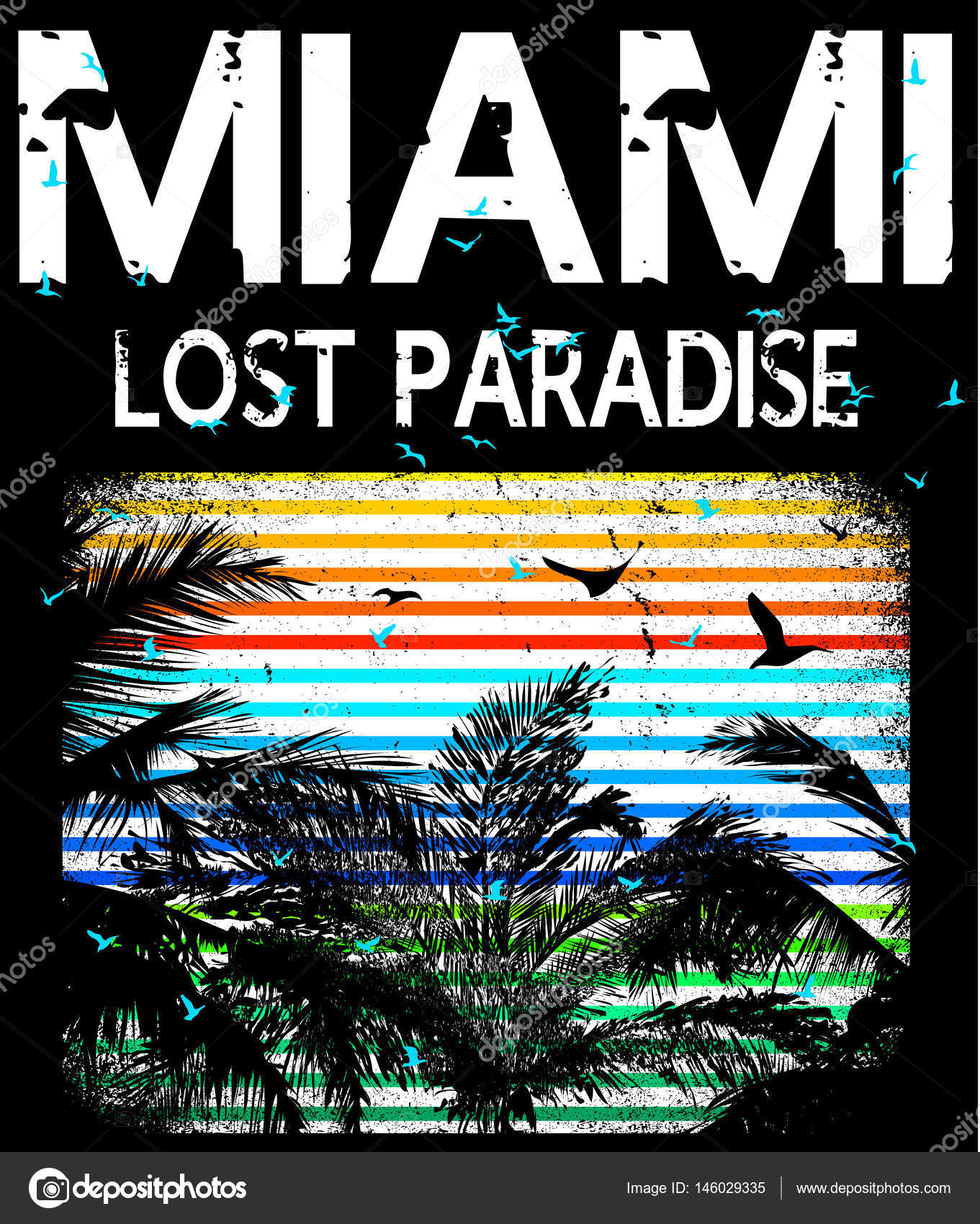 Miami - vector illustration concept in vintage graphic style for Stock ...