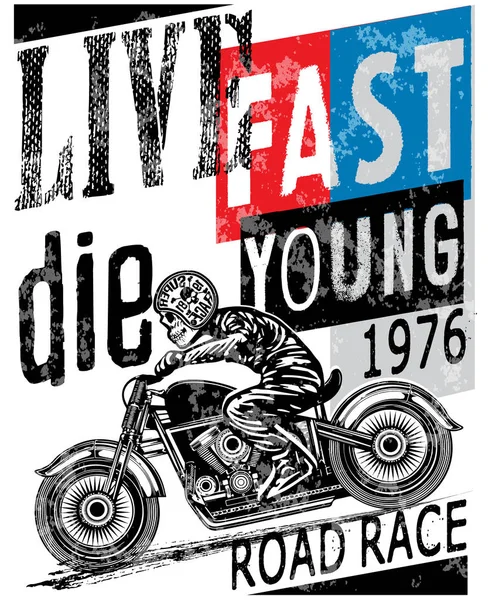 Vintage Motorcycle Shirt Print Design Inscription Live Fast Ride Free ...