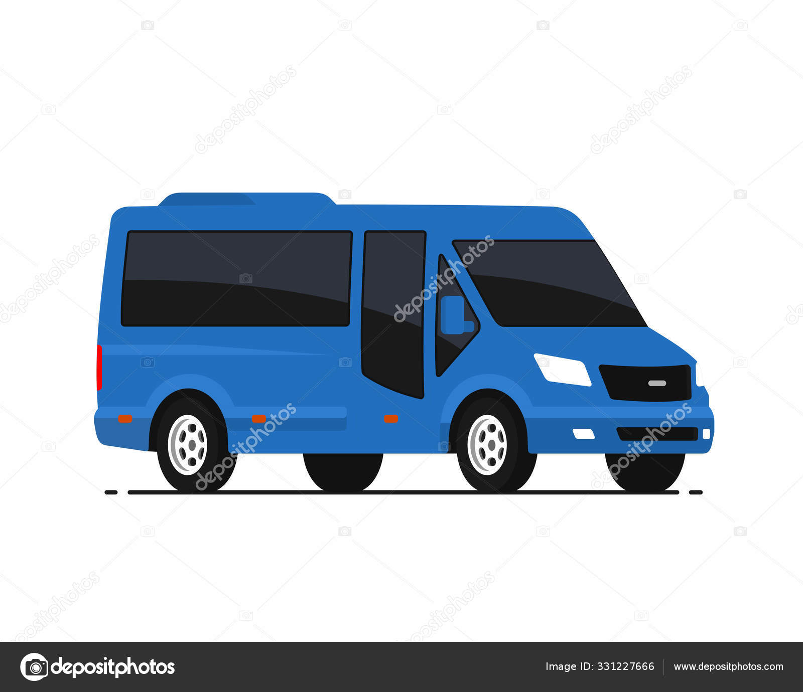 Mini Bus Vector Illustration Flat Style Isolated City Mini Van Stock ...