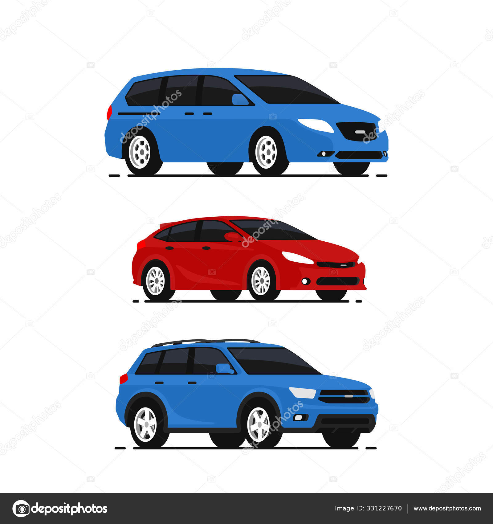 Coches Vector Ilustraciones Conjunto Transporte Vehículos Colección ...