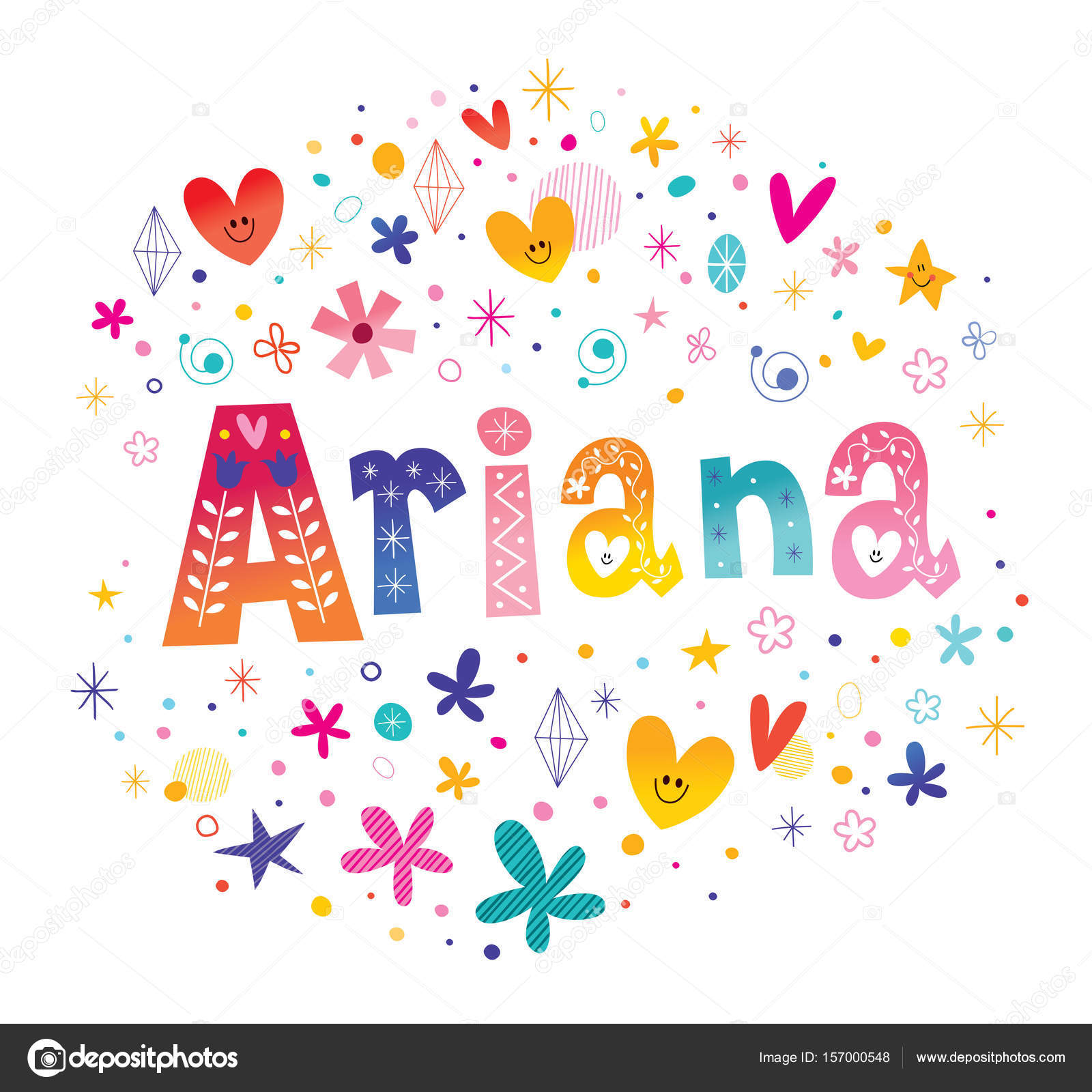 Ariana nombre de las niñas letras decorativas tipo diseño Stock Vector ...