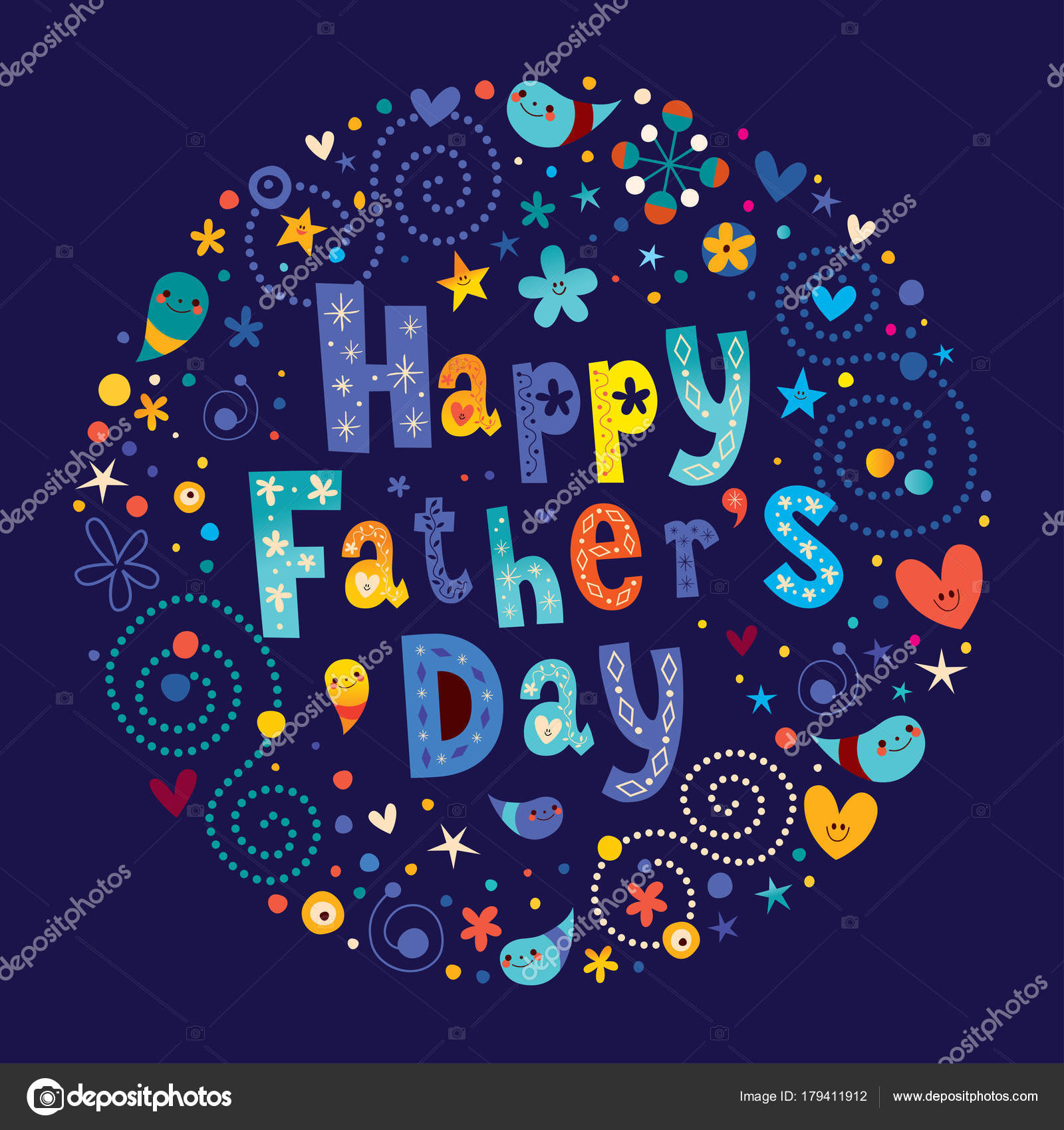 Happy Fathers Day Greeting Card Design Stock Vector Image By