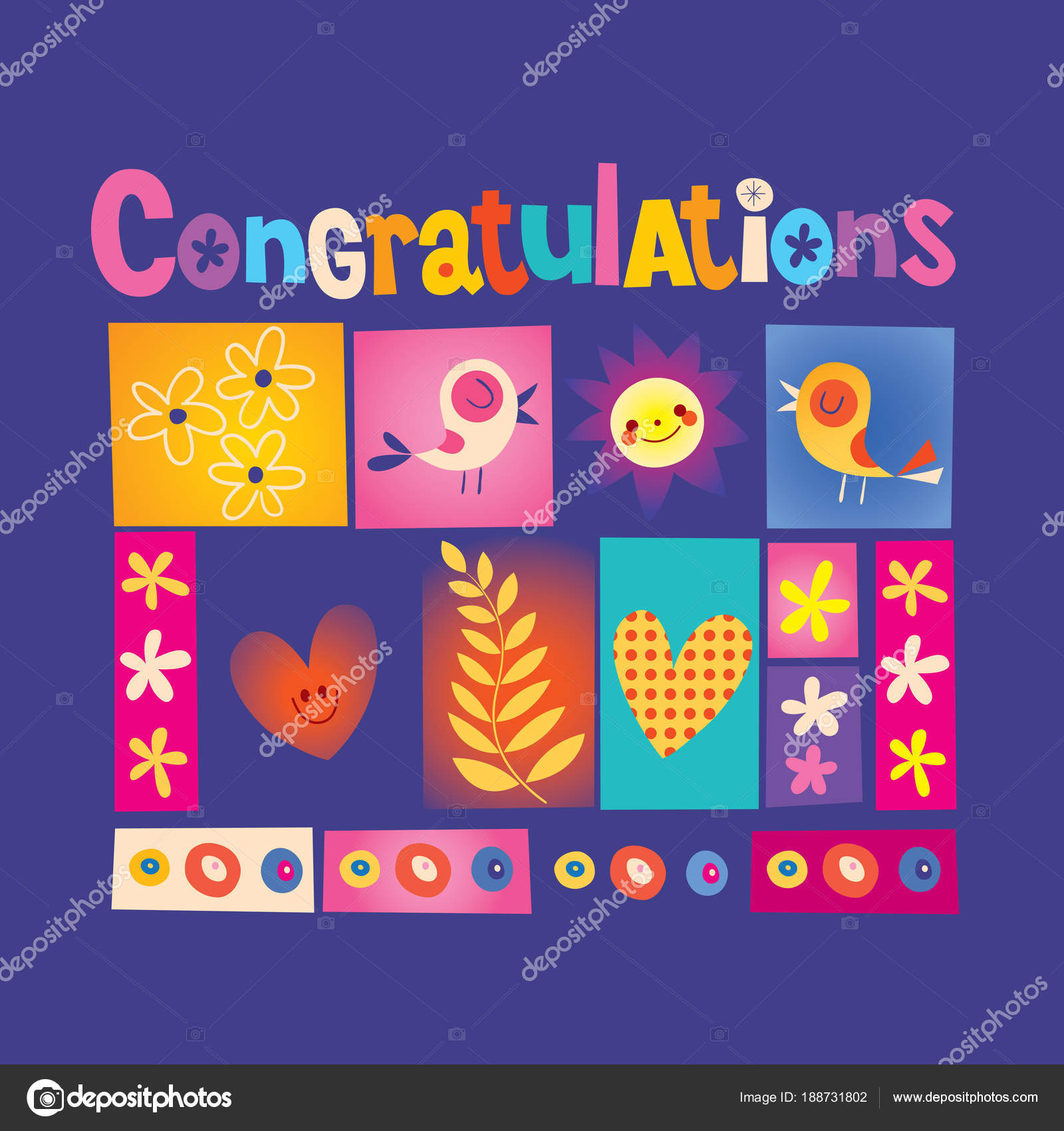 Congratulations Greeting Card Nature Design Elements Stock Vector Image ...