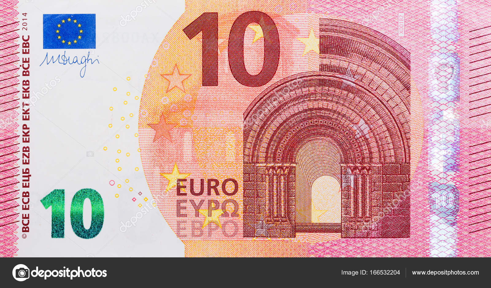 Banknote of ten euro, close up. — Stock Photo © yamabikay #166532204