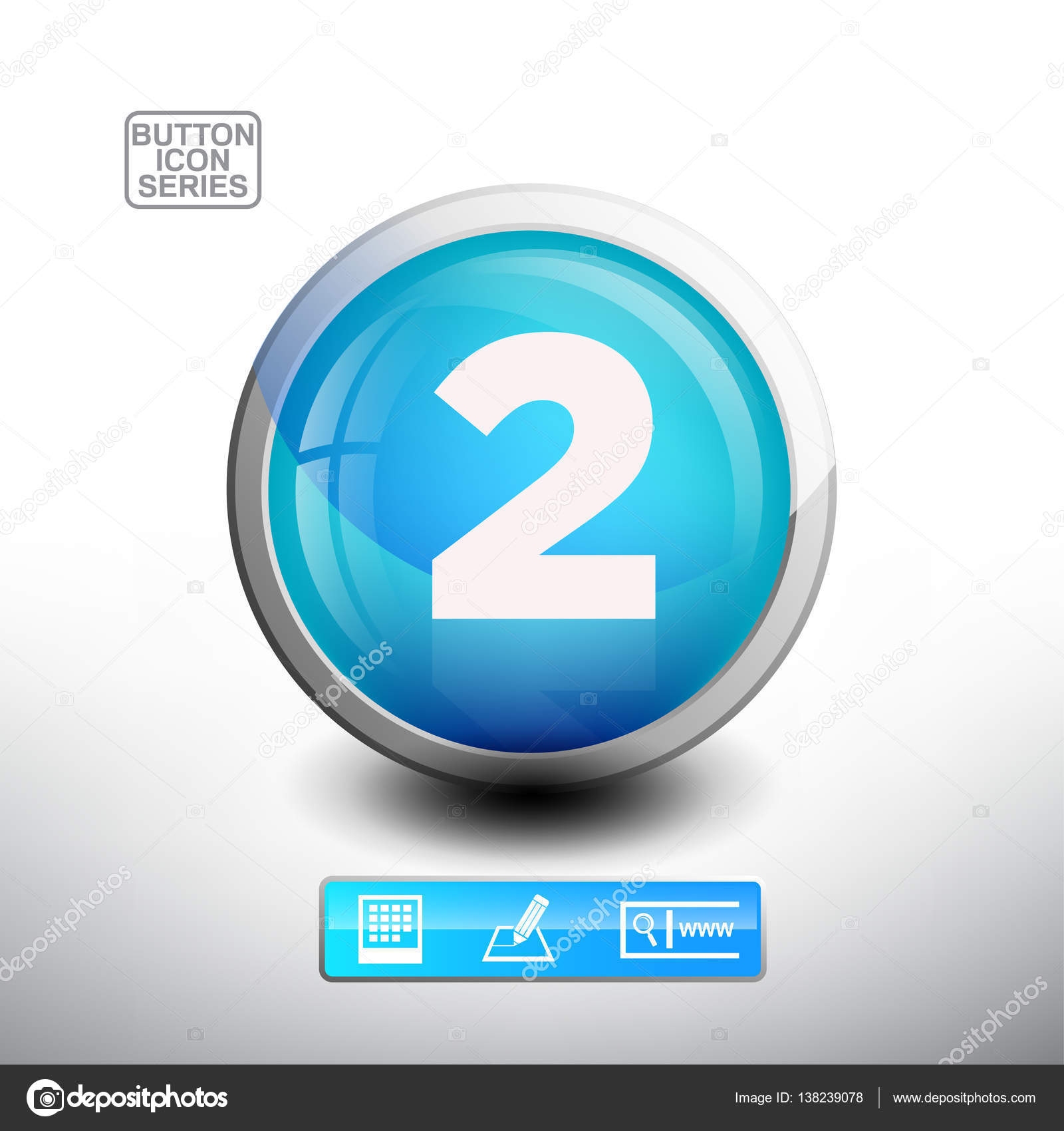 Number 2 in 3D Glossy Button — Stock Vector © yugra #138239078
