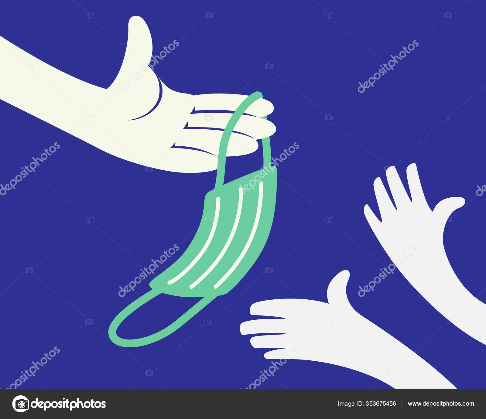 Close Hand Holding Protective Face Mask Hands Children Solid Background ...