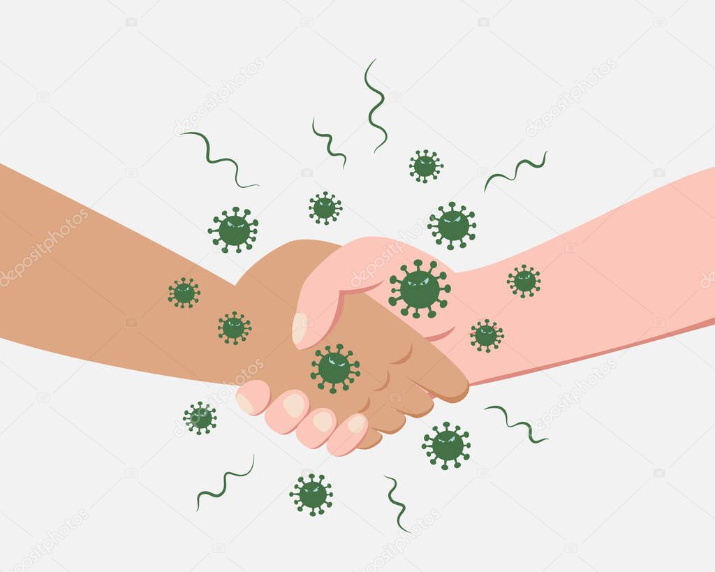 apretón de manos con las personas infectadas por virus aislados en ...