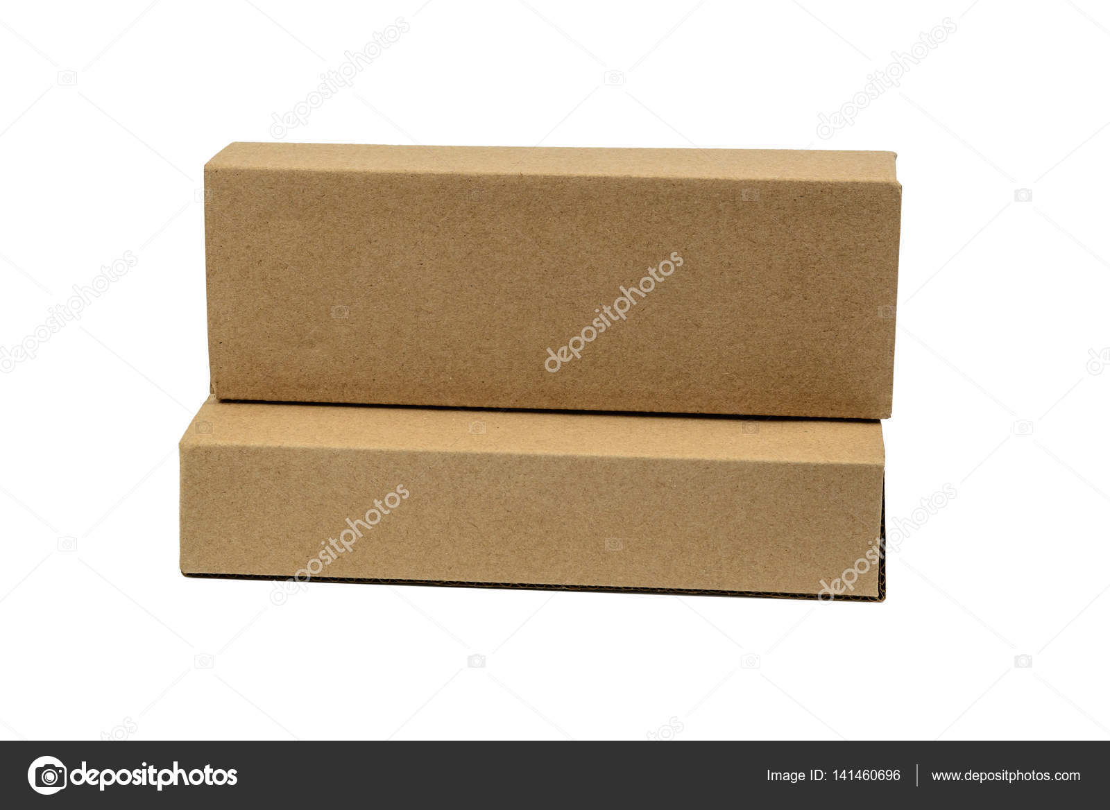 Two package brown cardboard box for long items. Mockup, isolated ...