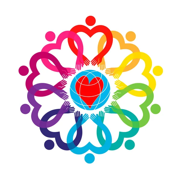 People around the heart holding hands. — Stock Vector © A-Y-N #62179541