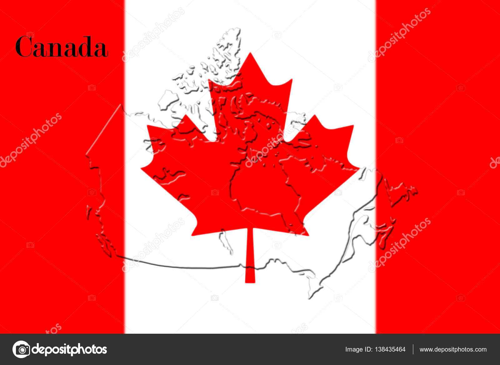 Canadian National Flag With Map Of Canada On It 3D Rendering Stock ...