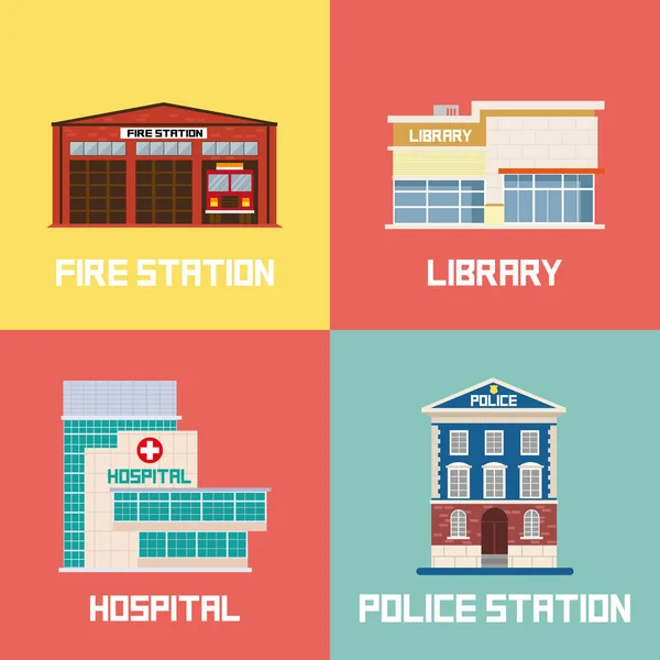 City Buildings Fire Station Hospital Police Caf University Library Flat ...