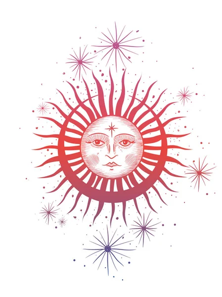 Face Sun Moon Stars Masonic Tattoo Design Shirts Alchemy Akultism Stock ...