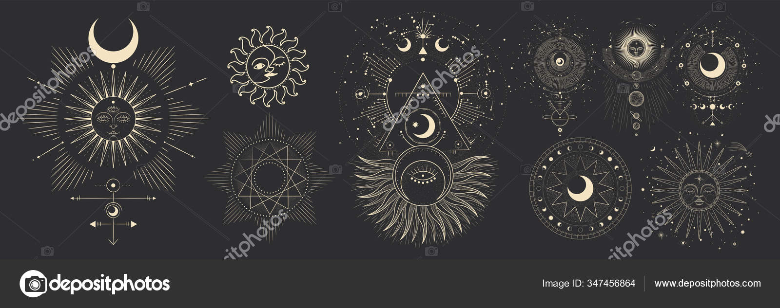 Vector Illustration Set Moon Phases Different Stages Moonlight Activity ...