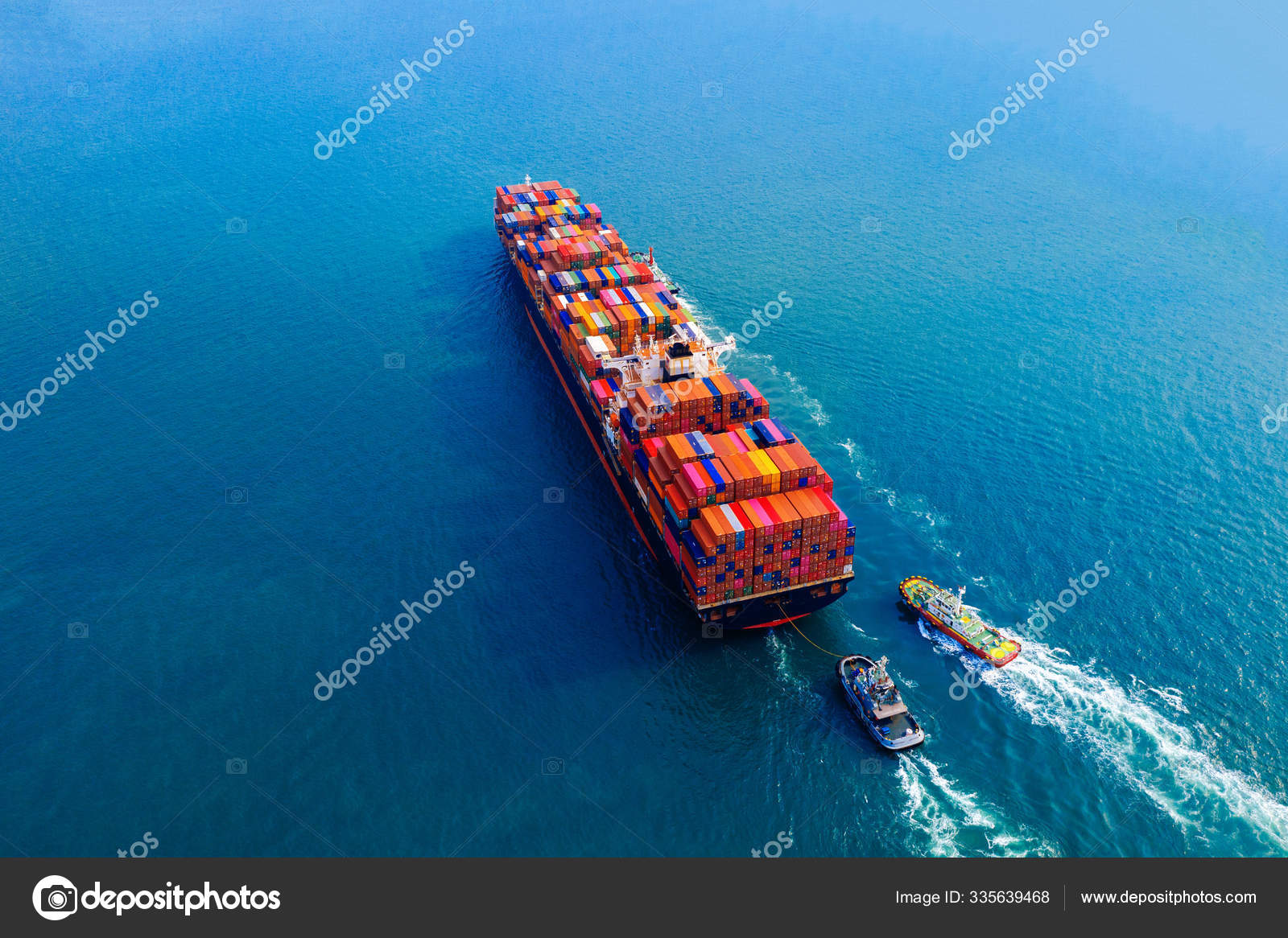 Aerial view of container cargo ship in sea. — Stock Photo © praewa ...