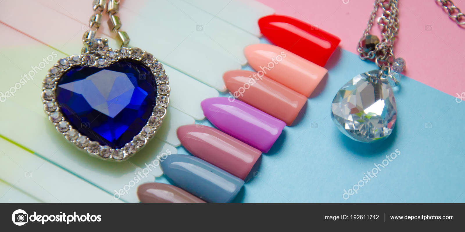 Examples Nails Tips Pastel Background Top View Manicure Fashion Modern ...