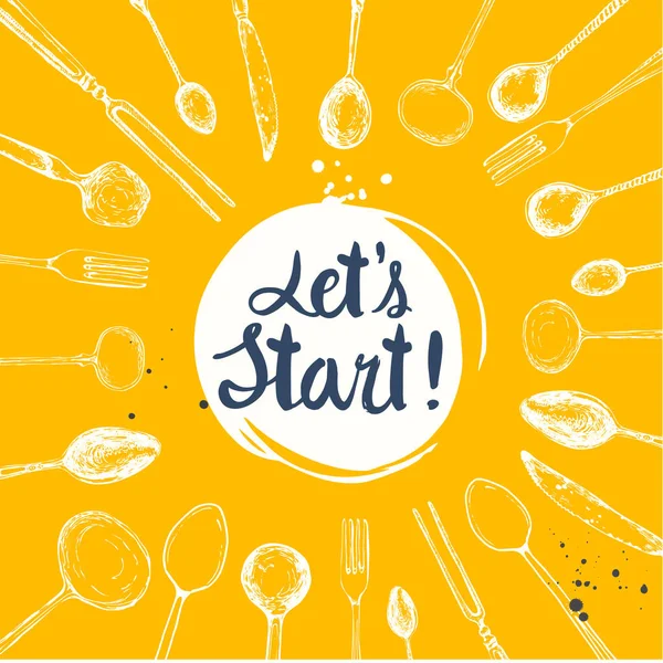 Vector background with eating utensils. Menu pattern. Illustration ...