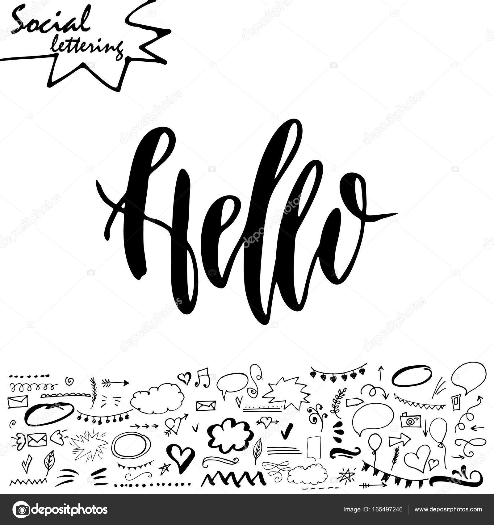 Lettering and symbols on Social media element. Modern calligraphy for ...