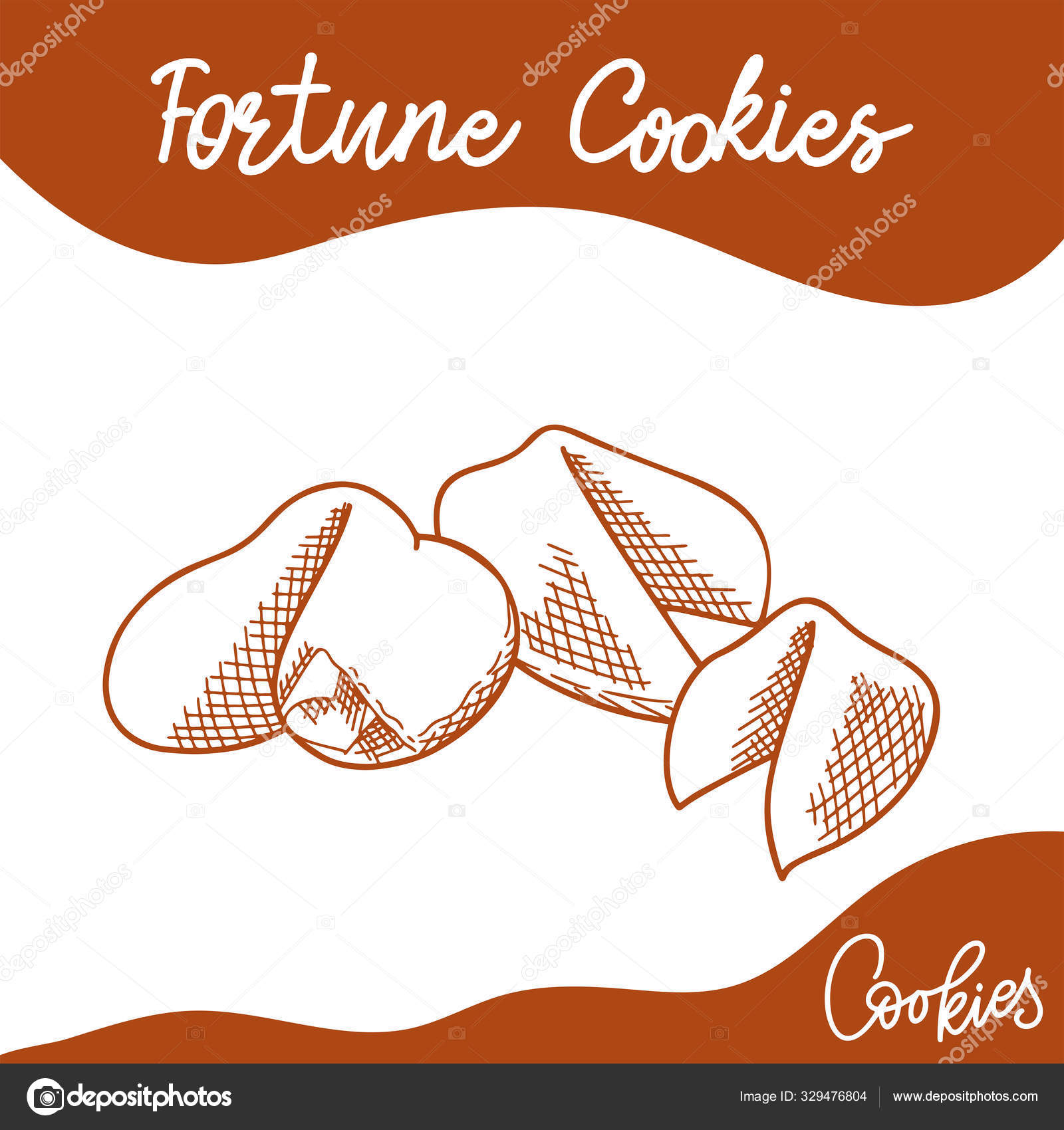 Graphic cookie silhouette drawing. Sketch style on white background ...
