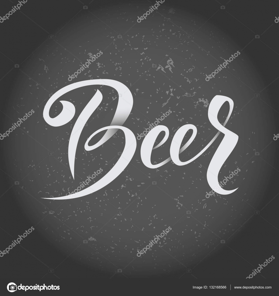 Cerveza. Texto Vintage de letras de mano sobre fondo oscuro ...